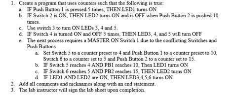 Solved 1 Create A Program That Uses Counters Such That The