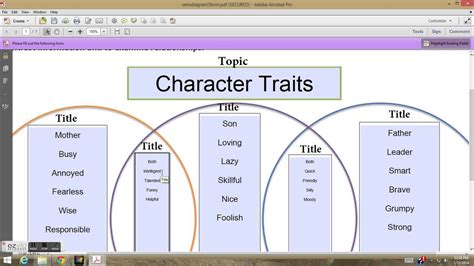 Character Traits Venn Diagram Teaching Character Traits With