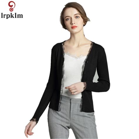 숙 녀 긴 소매 단색 레이스 스웨터 카디 건 봄 새로운 우아한 V 목 얇은 싱글 슬림 캐주얼 스웨터 Outwear Ch331