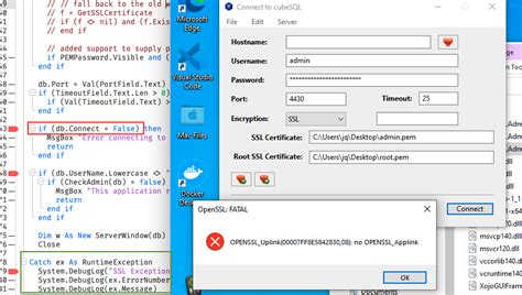 CubeSQLAdmin Crashes On Windows When Wrong SSL Certificates Used But