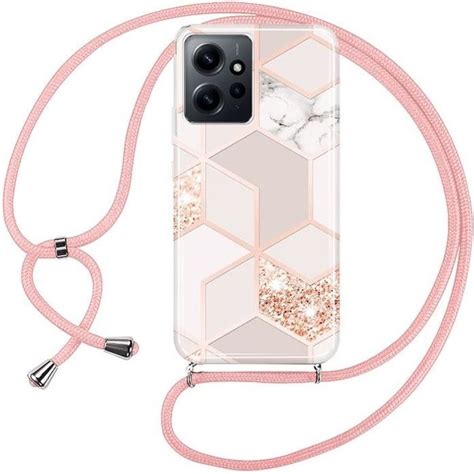 Coque Xiaomi Redmi Note Protection Anti Rayures Motif Marbre Rose Cordon Portable