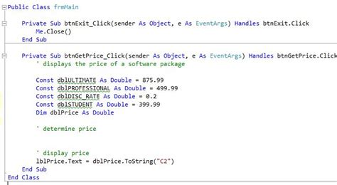 Clearly Visual Basic Chapter Exercise In This Chegg Com