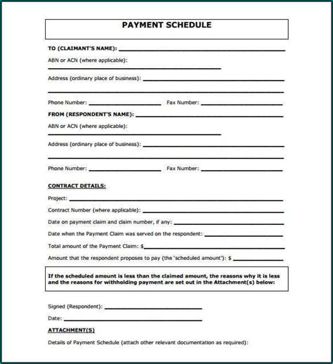 Free Printable Payment Schedule Template