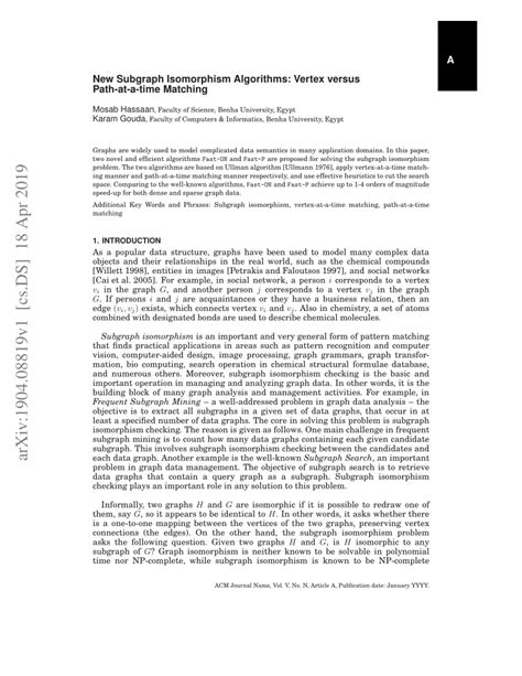 pdf new subgraph isomorphism algorithms vertex versus path at a time matching