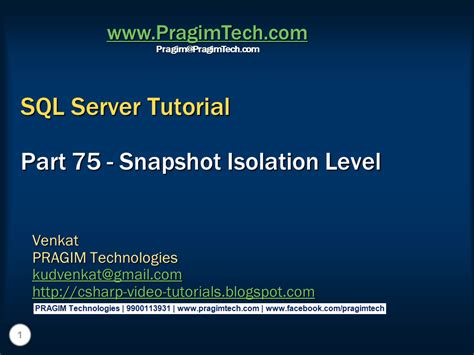 Sql Server Net And C Video Tutorial Snapshot Isolation Level In Sql