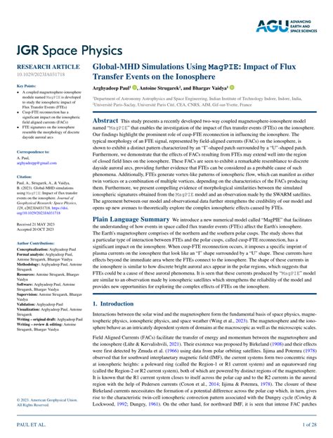 Global‐mhd Simulations Using Magpie Impact Of Flux Transfer Events On The Ionosphere Request Pdf