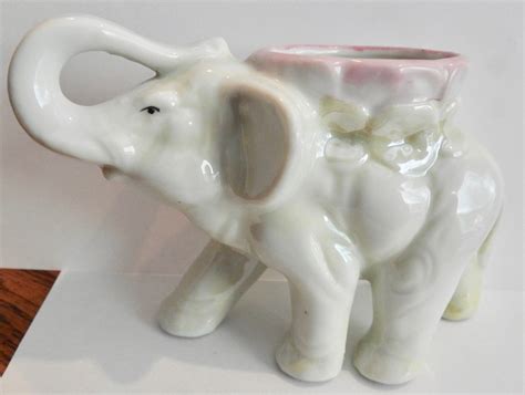Vintage Ceramic Elephant Planter Lot Vintage 1950s Pottery Blue