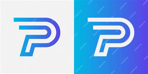Креативный и профессиональный шаблон дизайна логотипа с начальной буквой P на синем фоне