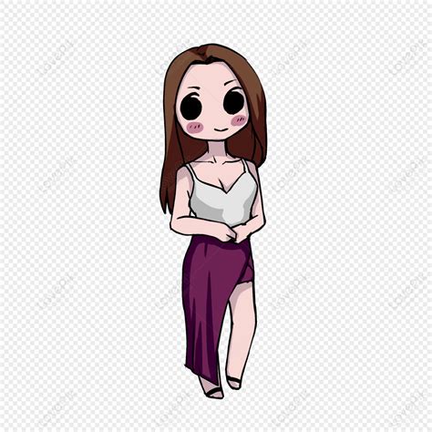 만화 보라색 패션 스커트 소녀 Png 일러스트 무료 다운로드 Lovepik