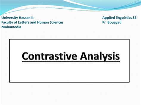 Contrastive Analysis Definition Aims And Procedures
