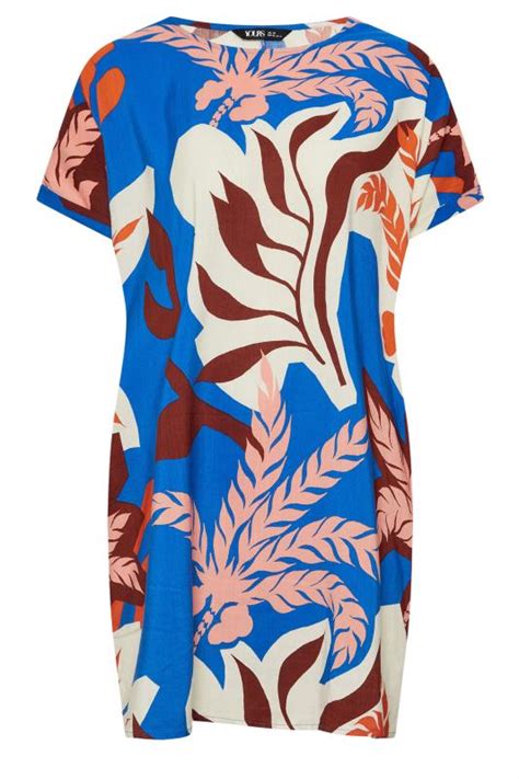 Yours Plus Size Blue And Pink Abstract Print Tunic Dress Yours Clothing