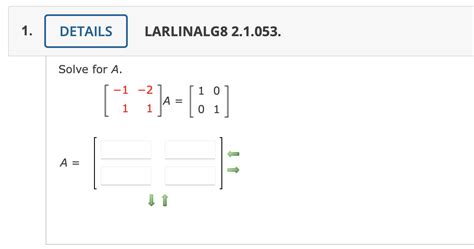 Solved Solve for A 1121 A 1001 A ป Chegg com