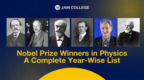 Nobel Prize Winners In Physics Year Wise List And Highlights