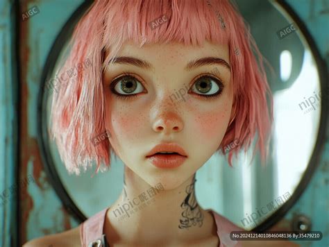Ai创作图粉色头发女孩 粉色头发 粉红头发 粉色头发好玩 粉红色的头发 粉发少女 仿真脸部 原宿娃娃 粉色头发少女头像 粉色假发 粉头发 卡通粉色短发女孩头像 3d女娃 粉红仿生人 少女粉