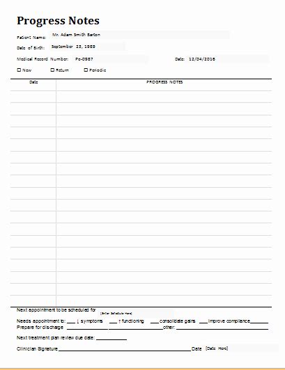 Social Work Progress Notes Template Shooters Journal
