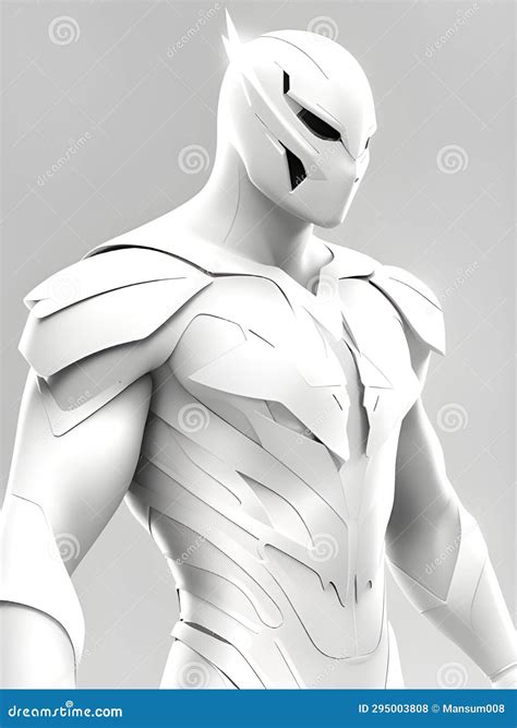 White Superhero With White Armor 3d Illustration Stock Illustration