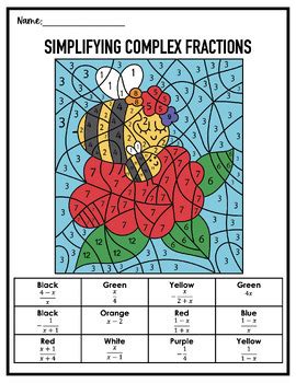 Simplifying Complex Fractions Color By Number Activity By Newton S Solutions