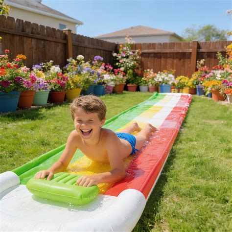 Mpow Water Spraying Grass Slide Durable Outdoor Slide For Backyards