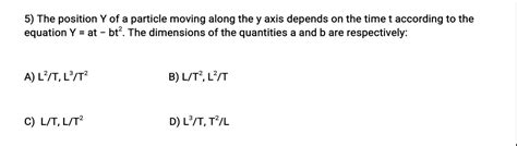 Solved The Position Y Of A Particle Moving Along The Y Chegg