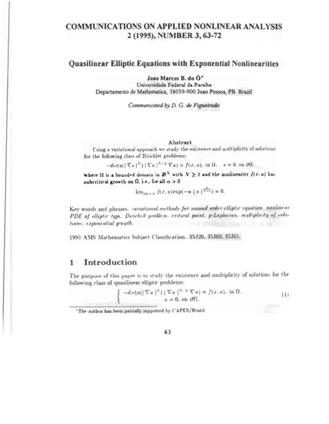 Pdf Quasilinear Elliptic Equations With Exponential Nonlinearities