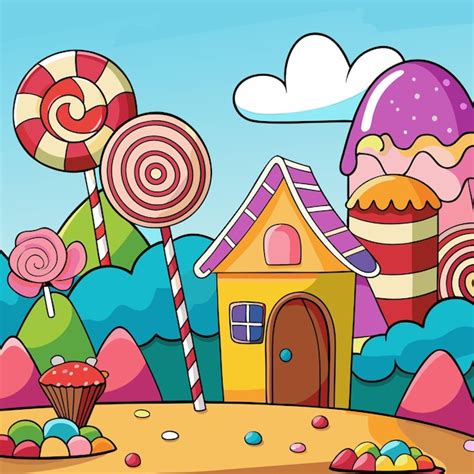 Premium Vector A Cartoon Illustration Of A House With A Candy House