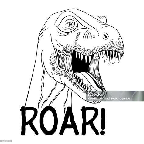 포효 슬로건이 있는 손으로 그린 공룡 벡터 삽화 티셔츠 프린트 및 기타 용도로 공룡에 대한 스톡 벡터 아트 및 기타 이미지 공룡 귀여운 낙서 드로잉 Istock