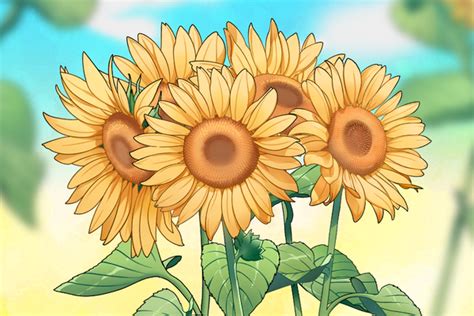 해바라기 컬러 꽃브러쉬 Sutpsd 픽셀플러스