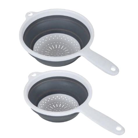 Addis Collapsible Plastic Food Colander With Handle Twin 2 Pack White Ocado