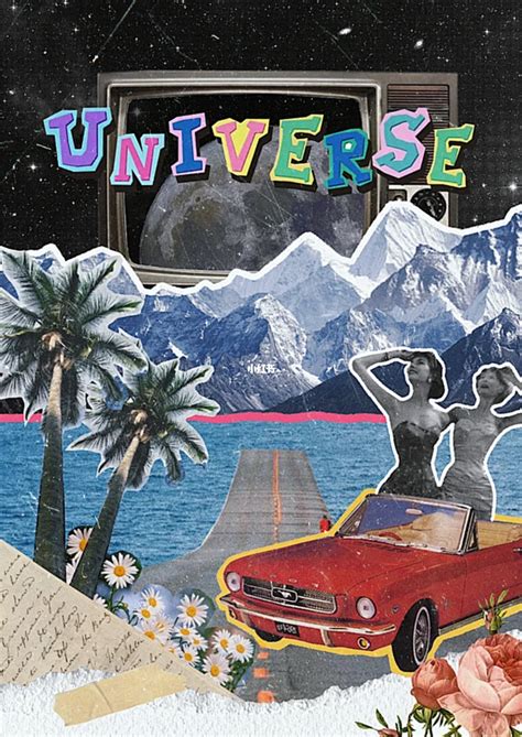 复古拼贴｜和我坐车去宇宙遨游吧！｜海报设计 2 亿人的生活经验，都在小红书 花瓣网