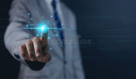 Businessman Scans Fingerprints For Identity Verification Biometrics Cybersecurity Concept