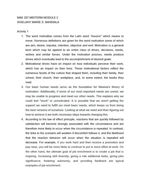 Mae 207 Midterm Module 2 Pdf Leadership Motivational