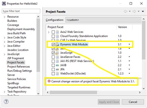 Java Eclipse Irreversible Dynamic Web Module 40 Selection Tomcat 9