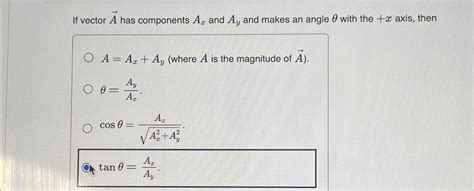 Solved If Vector Vec A Has Components Ax And Ay And Chegg