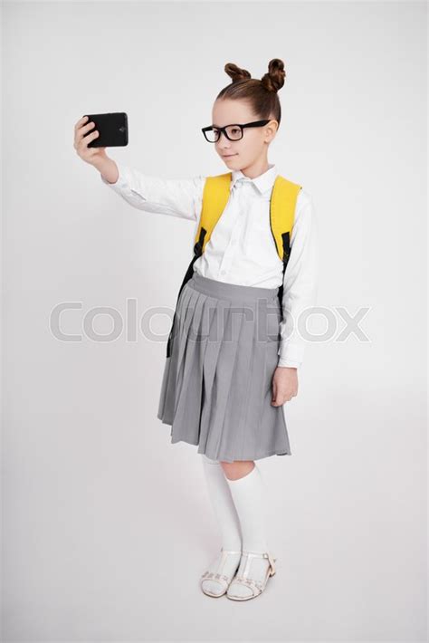 Cute Teen Uniform Selfie