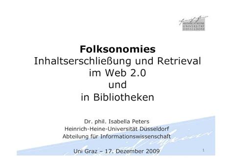 Pdf Folksonomies Indexing Und Retrieval In Bibliotheken Dokumentips