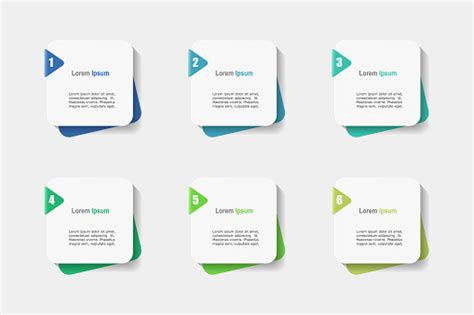 6 단계 인포 그래픽 여러 가지 빛깔의 라벨이있는 직사각형 모양 워크 플로우 레이아웃 디자인 다이어그램 연간 보고서 웹 디자인이있는 비즈니스 컨셉 벡터 일러스트 레이 션