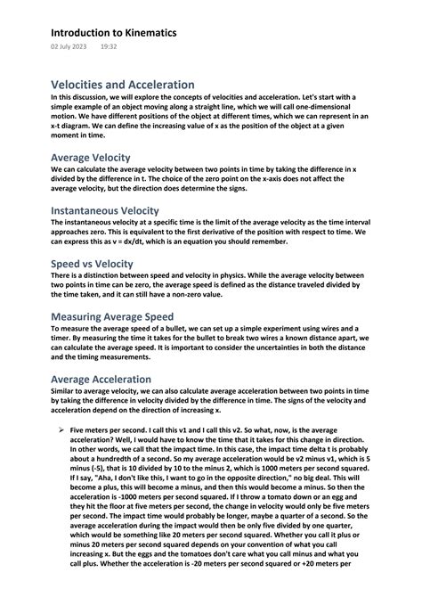 SOLUTION Introduction To Kinematics Studypool