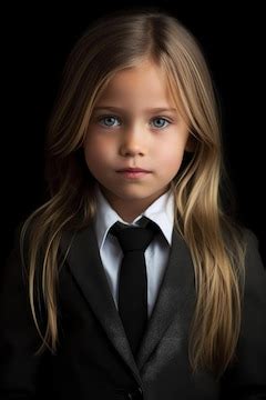 Premium Photo A Young Girl In A Suit And Tie With A Black Shirt And Tie