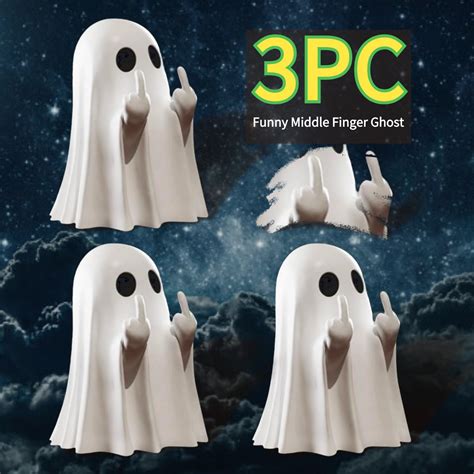 Shkhoas Cute Ghosts Statue Unfriendly Ghosts 3d Printed Mid Finger Magnification With Cute