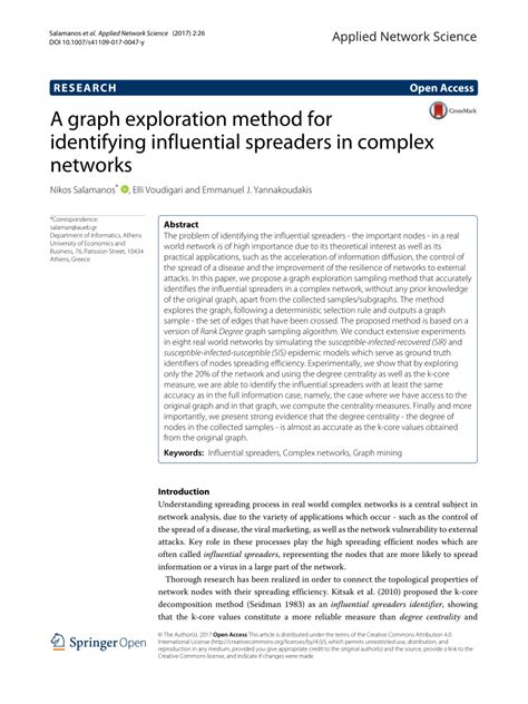Pdf A Graph Exploration Method For Identifying Influential Spreaders In Complex Networks