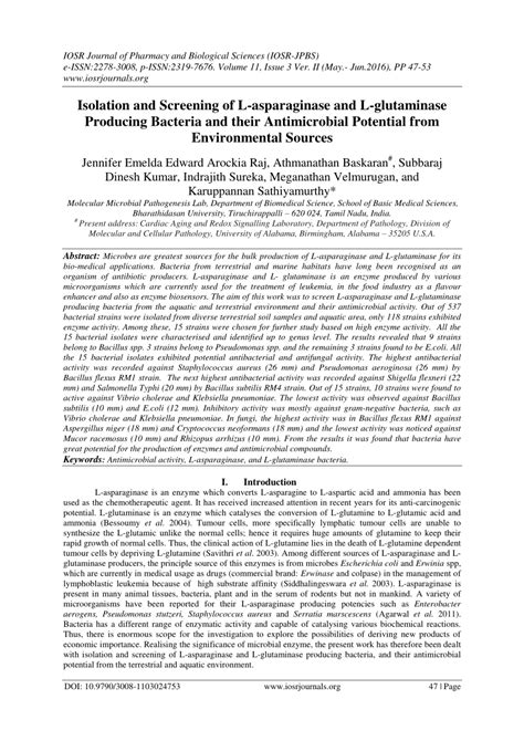 Pdf Isolation And Screening Of L Asparaginase And L Glutaminase