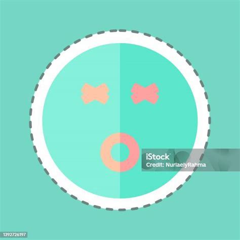 스티커 라인 컷 이모티콘 현기증 이모티콘 기호에 적합합니다 편집 가능한 간단한 디자인 디자인 템플릿 벡터 간단한 기호 그림 3
