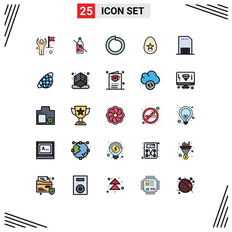 Set Of 25 Commercial Filled Line Flat Colors Pack For Contact Spring Whiskey Holiday Egg