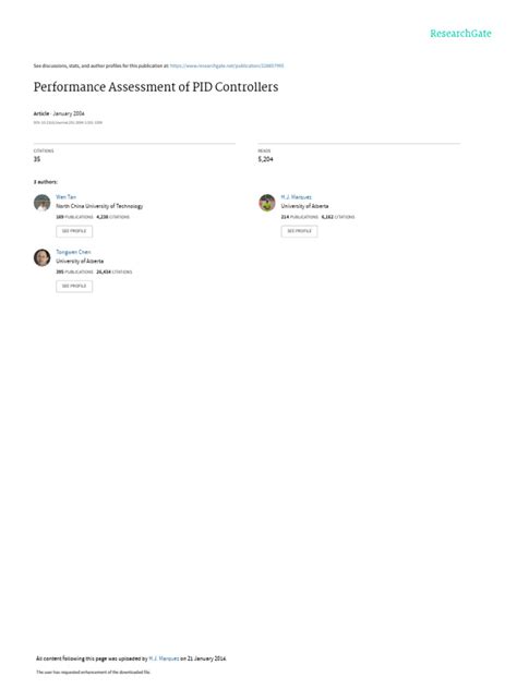 Performance Assessment Of Pid Controllers Pdf Control Theory Standard Deviation