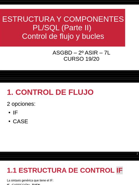Estructura Y Componentes Plsql Ii Control Flujo Bucles Pdf