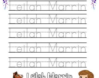 Personalized Name Tracing Practice Worksheet Etsy