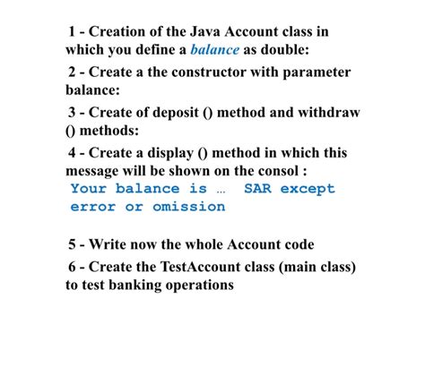 solved 1 creation of the java account class in which you