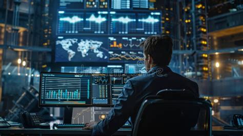 Data Analyst Interprets Business Insights From Advanced Dashboards In A High Tech Analytics