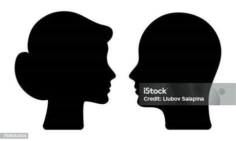 Female And Male Head Profile Icon Black Shadow Silhouette Of A Persons