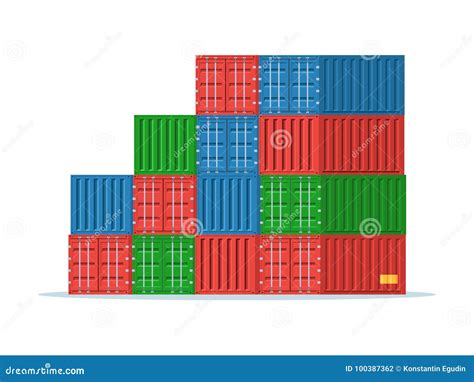 Stack Of Cargo Containers In A Harbor Colorful Industrial Background Seamless Texture Freight